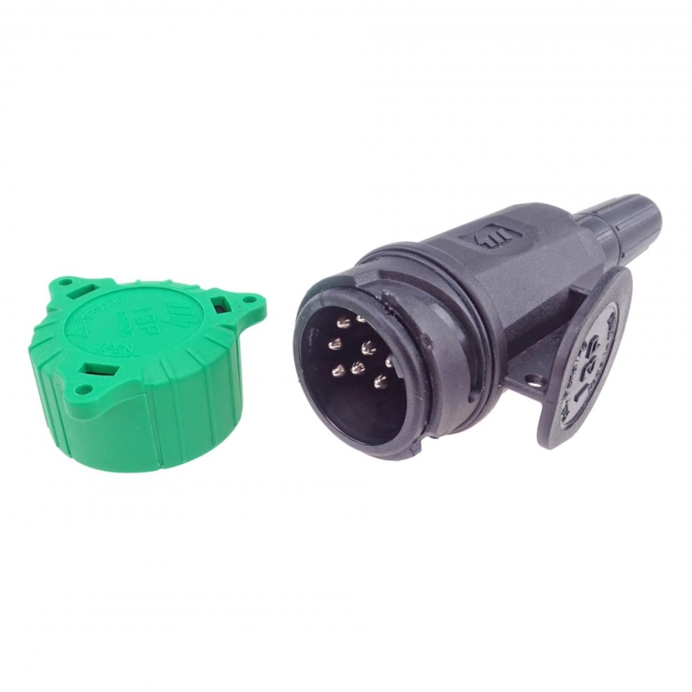13 poliger Anhängerstecker m. Gummitülle für 2 Kabel, staub- und ...